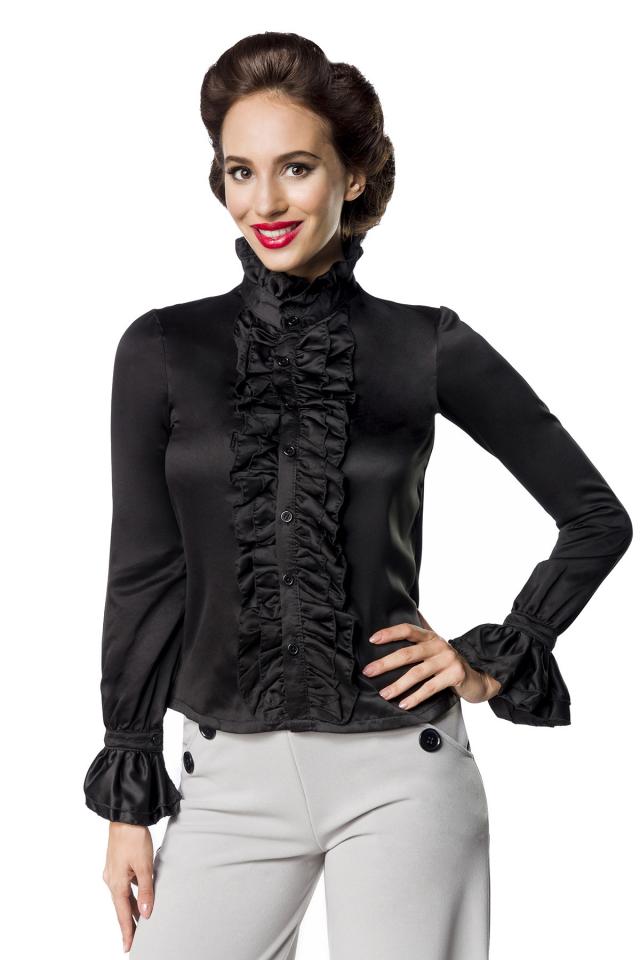 Elegante Rüschenbluse mit Jabot und Volants im Vintage-Stil | Mask Par – Tattoobrands